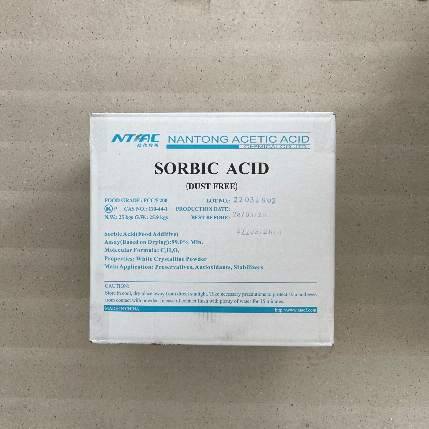 Karbon Kimya Sorbik Asit %99 (Sorbic Acid) 25KG Fiyatı