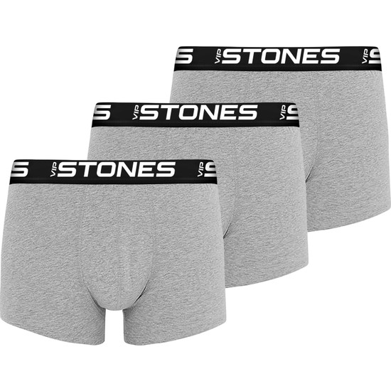 Vip Stones Likralı 3'lü Erkek Boxer Premium Paket - Gri Fiyatı