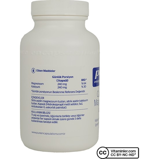 Pure Encapsulations Calcium Magnesium (Citrate) 90 Kapsül Fiyatı