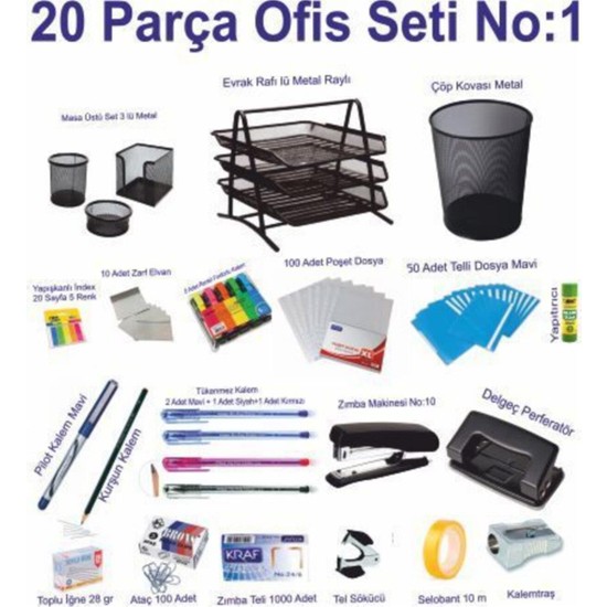 Ark Ofis Seti Masa Üstü Set 20 Parça No-1 Ofis Fiyatı