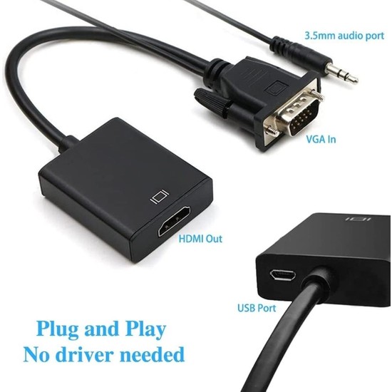 Mobio VGA To HDMI Kablo Dönüştürücü Görüntü ve Ses Çevirici Fiyatı