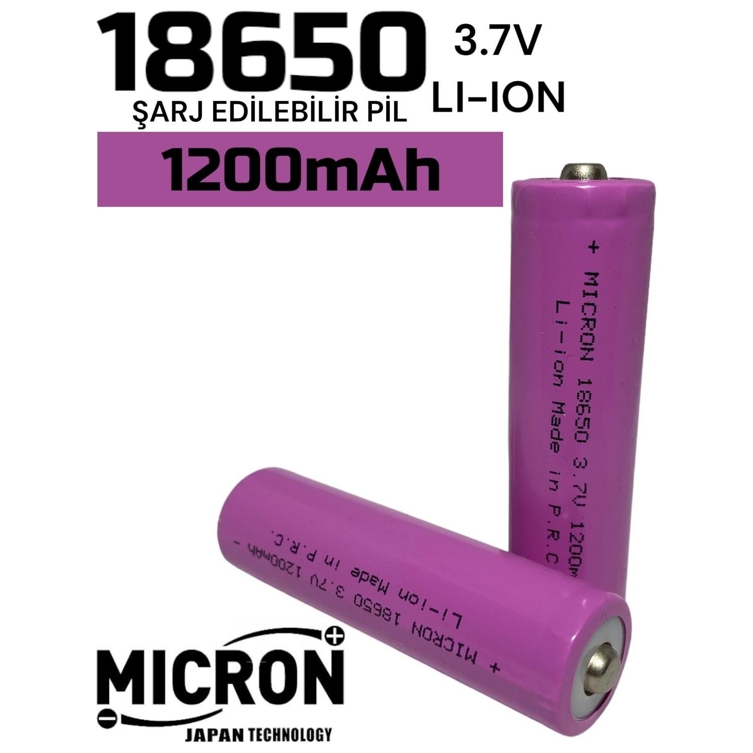 Micron 18650 Lityum Pil (Batarya) 1200 Mah (Amper) 3.7 V ( Fiyatı