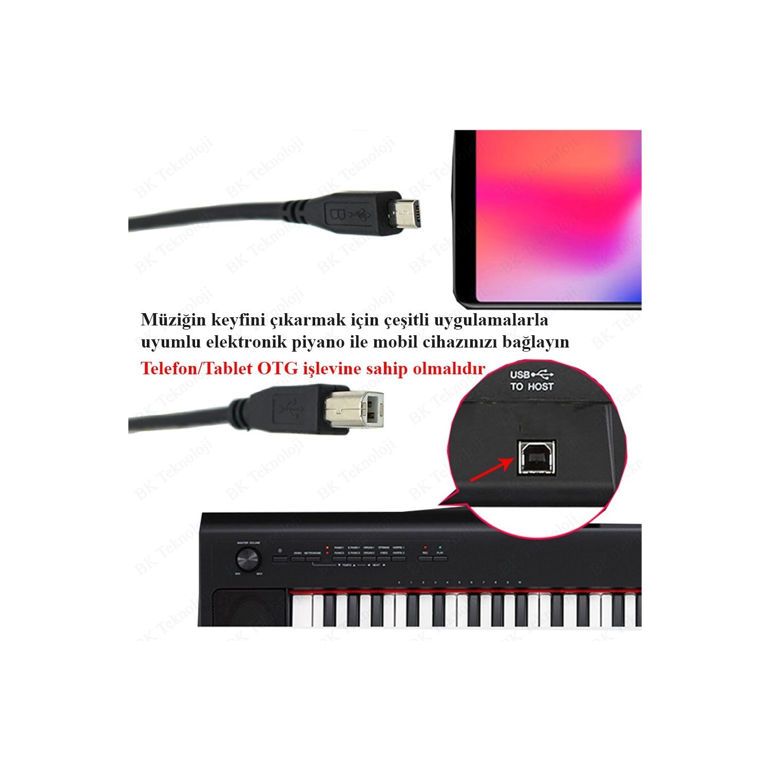 BK Teknoloji Micro USB To Usb-B Midi - Otg Tablet Telefon Fiyatı