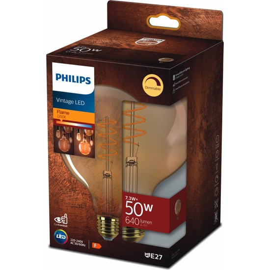 PHILIPS FILAMENT 50W GOLD AMBER GLOBE G120 AMPUL SARI IŞIK Fiyatı