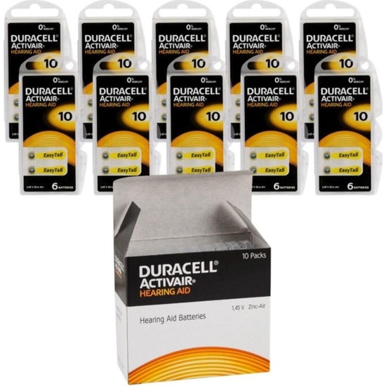 Duracell 10 Numara Işitme Cihazı Pili 10 x 6 Lı Paket 60 Fiyatı