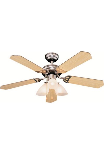 Kaşkar Aydınlatmalı 5 Kanatlı Krem Tavan Vantilatörü L42012