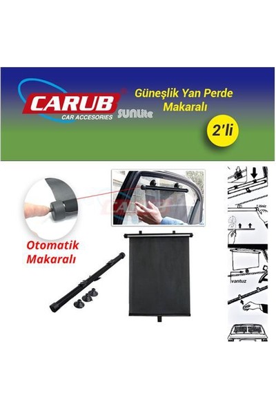 Nettedarikcisi Güneşlik Perde Yan Makaralı 2Li Siyah Nettedarikcisi Güneşlik Perde Yan Makaralı 2Li Siyah