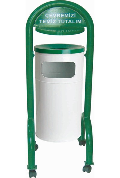 Avrupa Tedarik Bahçe Tipi Çöp Kovası Boyalı Şapkalı Tekerlekli