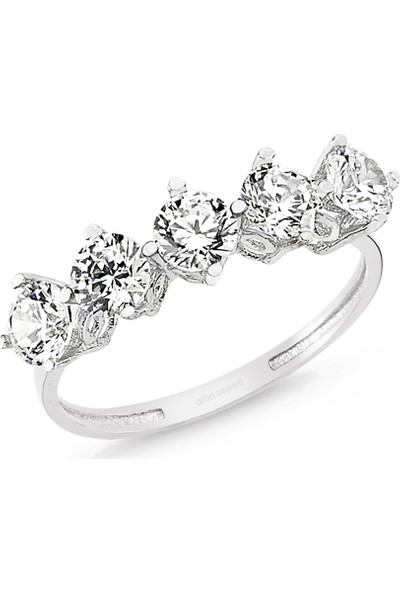 Altınsepeti Beyaz Altın İnce Tırnaklı Beştaş Yüzük As8Y94R1 14