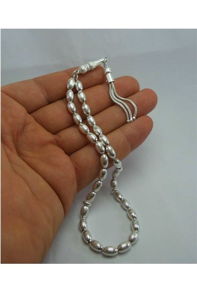 Osmanlı Gümüş Gümüş Tespih Arpakesim Ortaboy 18,5Gr