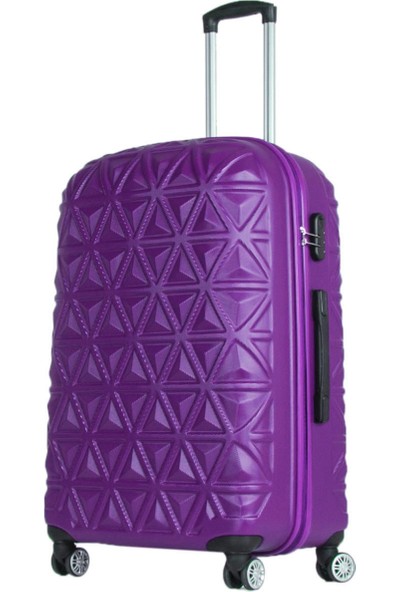 Ççs Büyük Boy 8 Tekerlekli % 100 Abs Kırılmaz Valiz Mor 5145