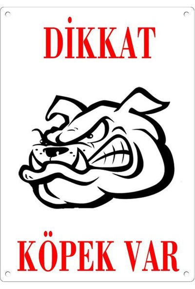 Dikkat Köpek Var Uyari Levhasi (Bulldog Kafali)