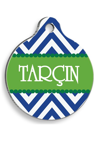 Pet Tag Art Mavi Zikzak Yuvarlak Şekilli Kedi Ve Köpek Künyesi Pet Tag Art Mavi Zikzak Yuvarlak Şekilli Kedi Ve Köpek Künyesi