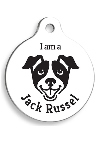 Pet Tag Art Beyaz Jack Russel Yuvarlak Köpek Künyesi