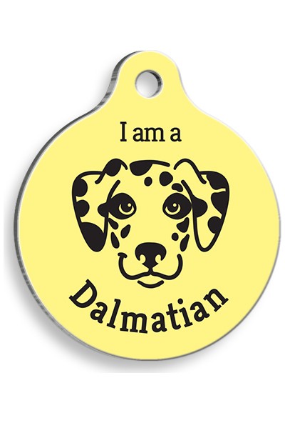 Pet Tag Art Sarı Dalmaçyalı Yuvarlak Köpek Künyesi