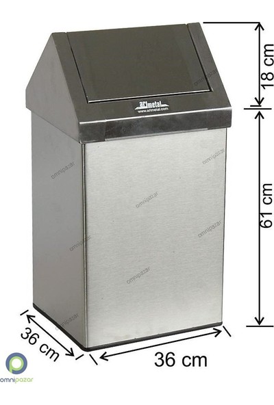 Arı Metal Sallanır Kapak Paslanmaz Çelik Çöp Kovası 79 Lt