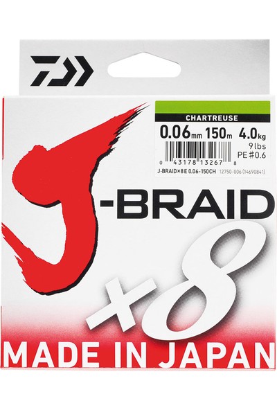 Daiwa J-Braid 8B Chartreuse 150m İp Misina Daiwa J-Braid 8B Chartreuse 150m İp Misina