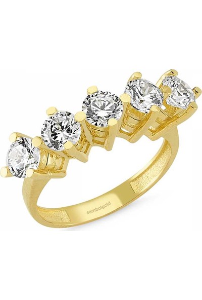 Sembol Gold Özel Tasarım! Altın 5 Taş Yüzük Zirkon Taşlı Sg42-783442 17 Sembol Gold Özel Tasarım! Altın 5 Taş Yüzük Zirkon Taşlı Sg42-783442 17