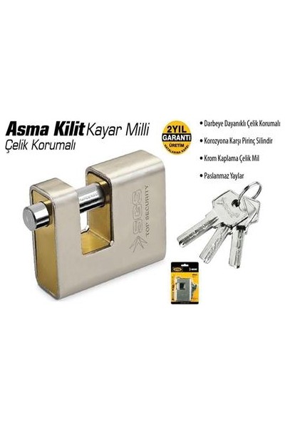 Sgs Çelik Korumalı Kayar Milli Asma Kilit 70Mm Sgs1370 (1 Adet) Sgs Çelik Korumalı Kayar Milli Asma Kilit 70Mm Sgs1370 (1 Adet)