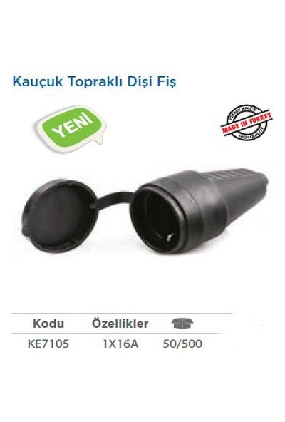 Klaus Kauçuk Topraklı Dişi Fiş Ke7105 (1 Adet) Klaus Kauçuk Topraklı Dişi Fiş Ke7105 (1 Adet)