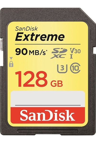 SanDisk Extreme 128GB SDXC Card 128GB 90MB/s V30 UHS-I U3 Hafıza Kartı SDSDXVF-128G-GNCIN SanDisk Extreme 128GB SDXC Card 128GB 90MB/s V30 UHS-I U3 Hafıza Kartı SDSDXVF-128G-GNCIN