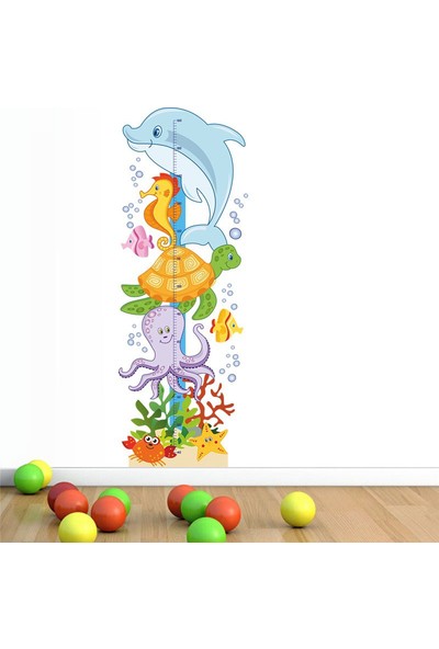 DekorLoft Deniz Dostlarım Boy Ölçer Sticker DBC42