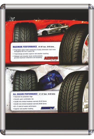 ORES 25mm. Alüminyum Afiş Çerçevesi Rondo Köşe - B2 (500x700 mm.)