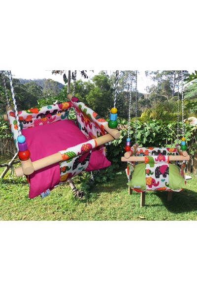 Hupim Dekoratif Filli Bebek Salıncağı Beşik - Ahşap Bebek Hamağı