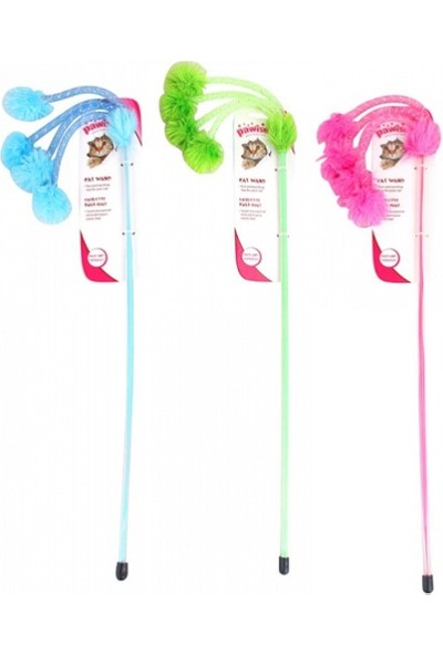 Pawise Renkli Ponponlu Kedi Oltası Oyuncak