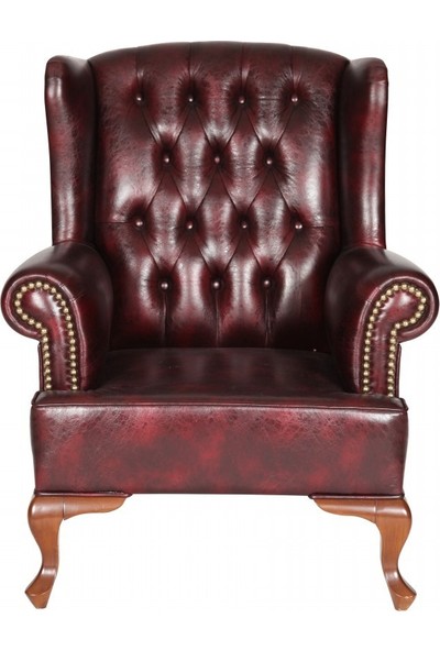 3A Mobilya Kızıl Kahve Kulaklı Berjer