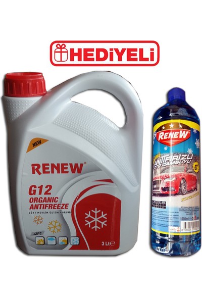 Renew Plus Kırmızı Antifriz -56 C 3 Litre + Cam Suyu