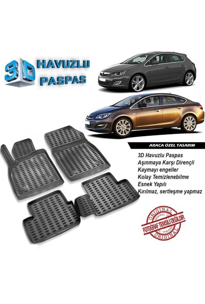 Opel Astra J 3D Havuzlu Paspas A+Plus