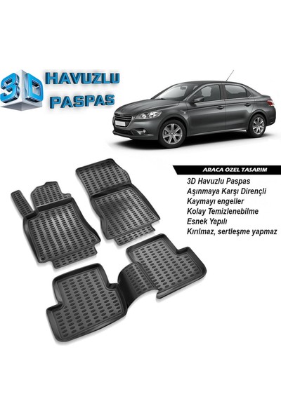 Peugeot 301 3D Havuzlu Paspas 2012 ve Sonrası A+Plus Peugeot 301 3D Havuzlu Paspas 2012 ve Sonrası A+Plus