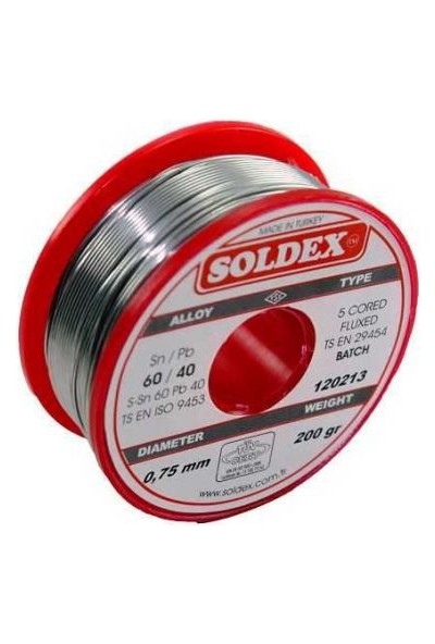 Soldex 200Gr 0,75mm 60/40 Lehim Teli Soldex 200Gr 0,75mm 60/40 Lehim Teli