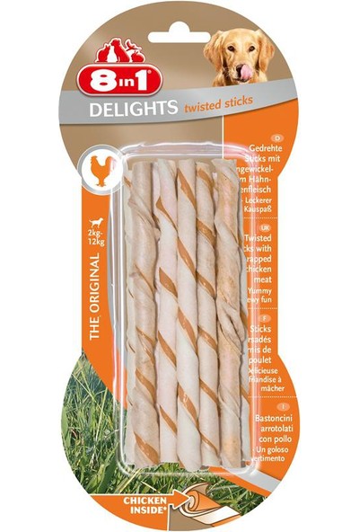 8 IN 1 Delights Bones Köpekler İçin Twested Sticks 10'lu 8 IN 1 Delights Bones Köpekler İçin Twested Sticks 10'lu