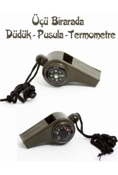 Wildlebend Pusulalı Termometreli Düdük - Survival Askılı Düdük