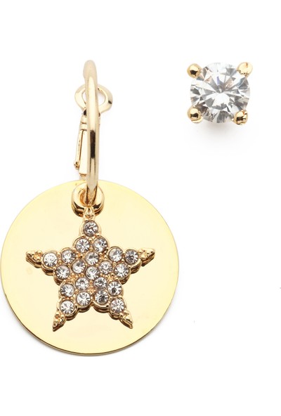 Modex Altın Kaplama Para Detaylı Yıldız Küpe