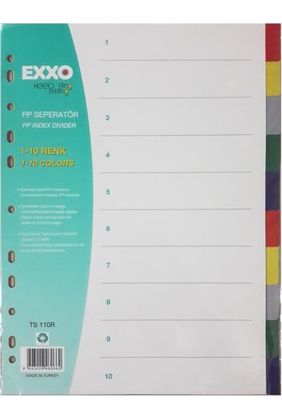 Exxo 10 Renkli Seperatör Exxo 10 Renkli Seperatör