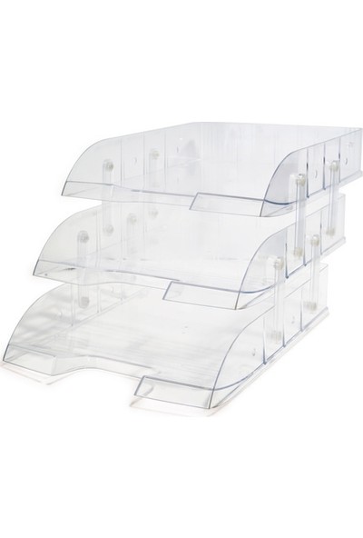 Mas 829 Evrak Rafı 3 Katlı Mafsallı Set Şeffaf