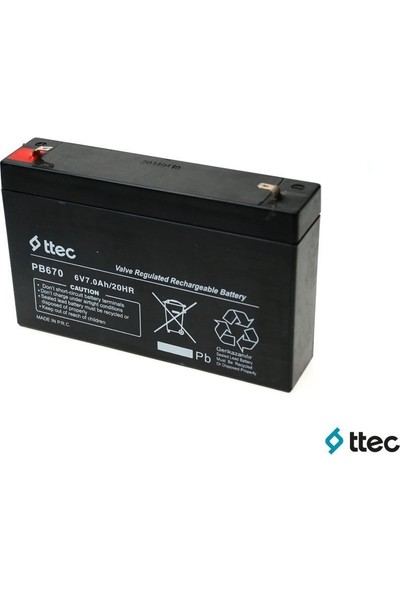 T.Tec Plus 6V 7Ah Bakımsız Kuru Akü