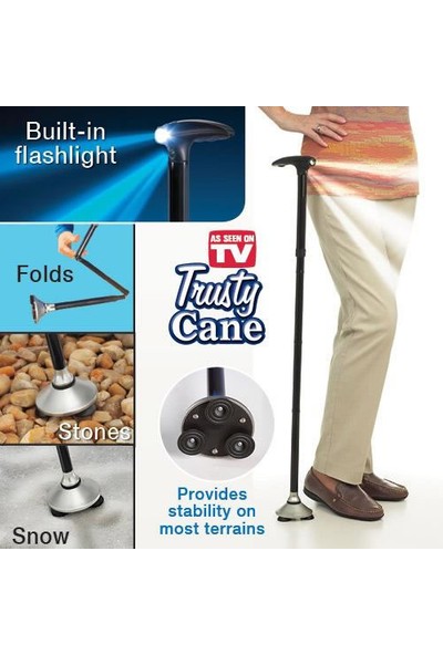 Pratik Trusty Cane Güvenilir Katlanabilir Işıklı Baston Pratik Trusty Cane Güvenilir Katlanabilir Işıklı Baston
