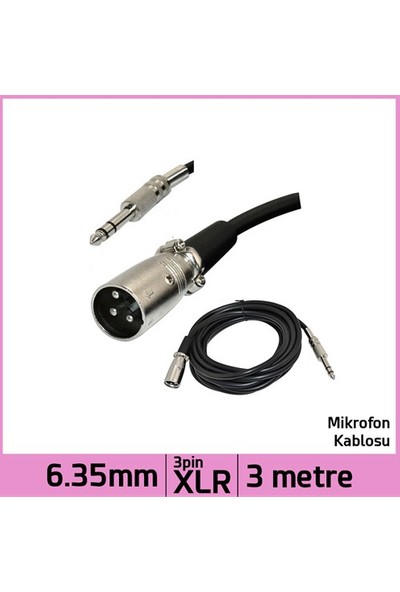Ti-Mesh 6.35Mm Stereo Plug 3 Pin Xlr Erkek Mikrofon Ses Kablosu - 3M Ti-Mesh 6.35Mm Stereo Plug 3 Pin Xlr Erkek Mikrofon Ses Kablosu - 3M