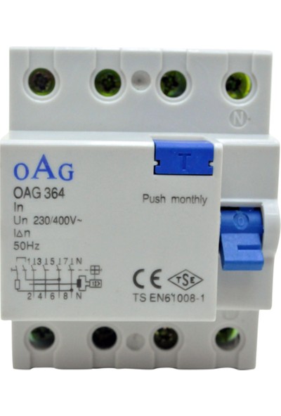 Oag 4X40A/300Ma Kaçak Akım Koruma Rölesi Oag 4X40A/300Ma Kaçak Akım Koruma Rölesi