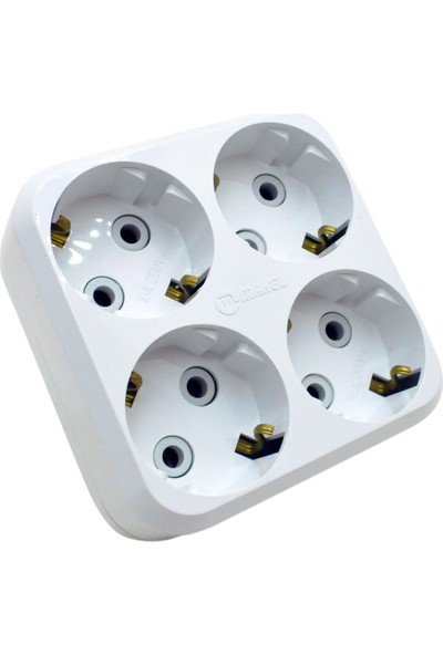 Makel Dörtlü (4Lü) Topraklı Fişli Priz (Golyat)