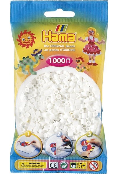 Hama Beads 1.000'lik Hama Midi Boncuk - Beyaz Hama Beads 1.000'lik Hama Midi Boncuk - Beyaz
