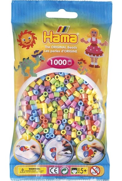 Hama Beads 1.000'lik Hama Midi Boncuk - Pastel Renkler Hama Beads 1.000'lik Hama Midi Boncuk - Pastel Renkler