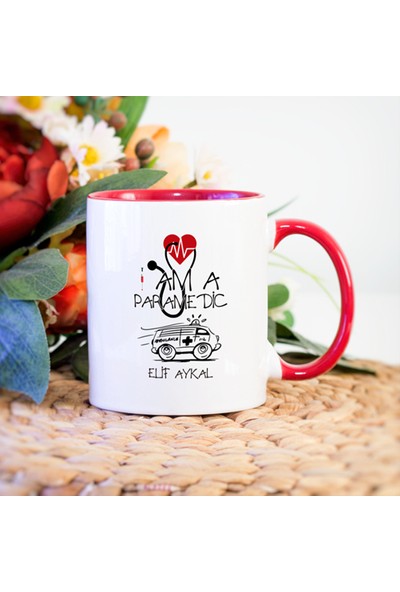 Soppigo Kişiye Özel Kırmızı Renkli Steteskoplu Paramedik Kupa Bardak Soppigo Kişiye Özel Kırmızı Renkli Steteskoplu Paramedik Kupa Bardak