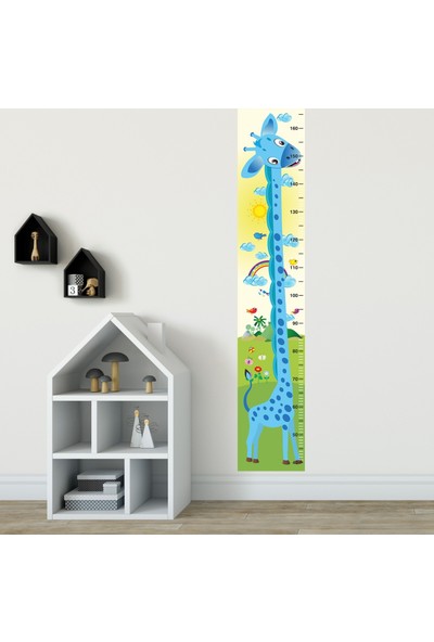 DekorLoft Yavru Zürafa Boy Ölçer Sticker DBC01 Mavi