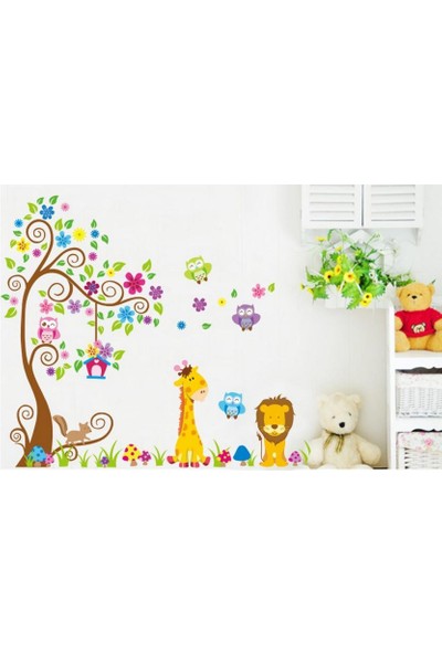 Çocuk Odası Dekorasyonu XL Dev Boyutlu Renkli Orman Hayvanları Kendinden Yapışkanlı PVC Duvar Sticker Çocuk Odası Dekorasyonu XL Dev Boyutlu Renkli Orman Hayvanları Kendinden Yapışkanlı PVC Duvar Sticker
