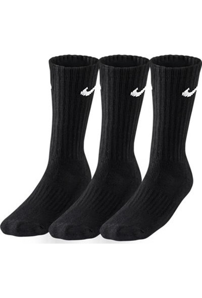 Nike Sx4508-001 3Ppk Value Cotton 3'Lü Siyah Spor Çorap Nike Sx4508-001 3Ppk Value Cotton 3'Lü Siyah Spor Çorap